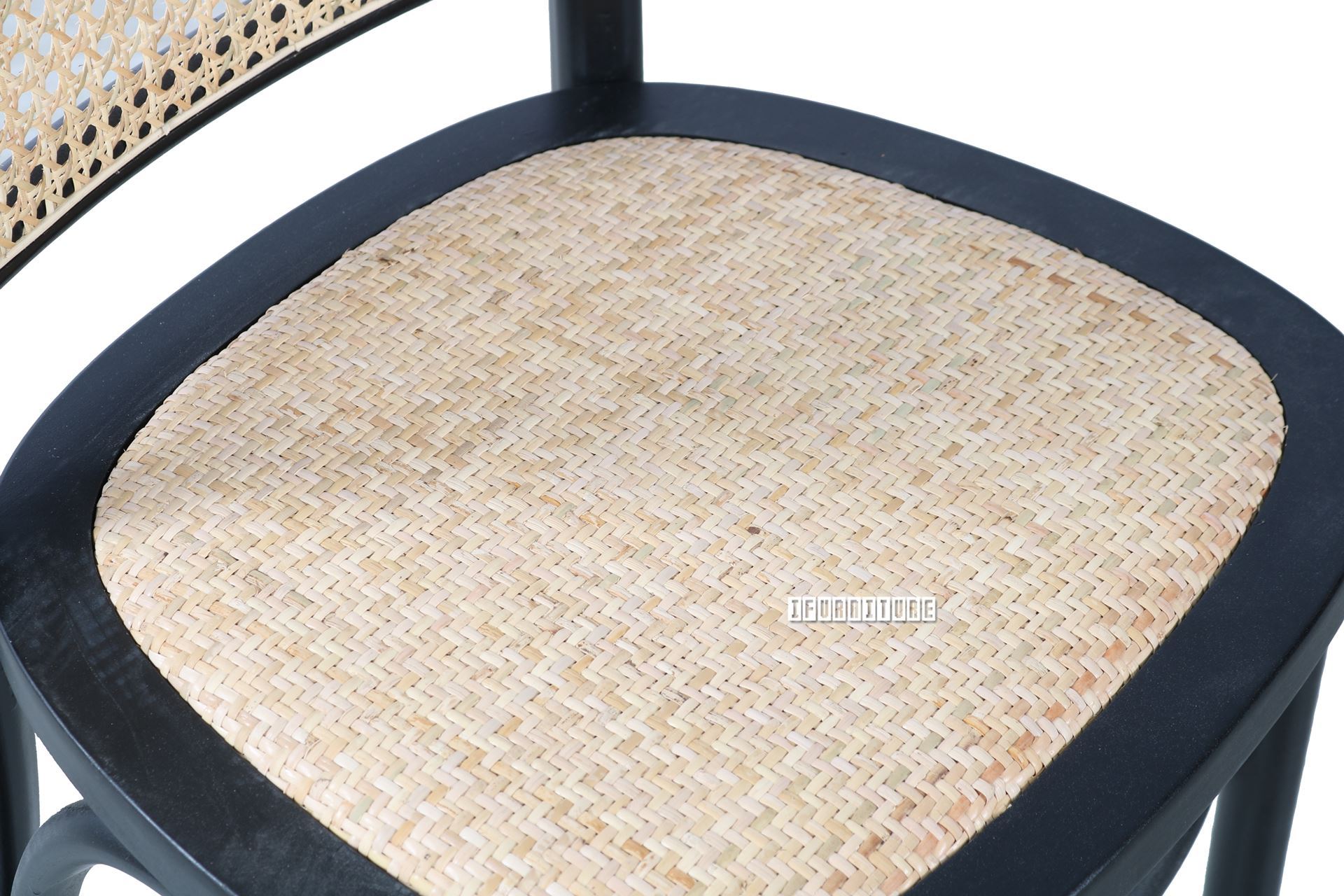 SYDNEE Solid Beech Rattan Back and Seat Dining Chair (Black)