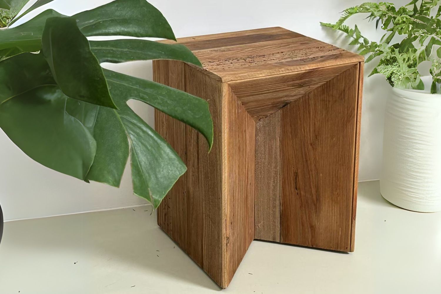 ROWAN 100% Reclaimed Pine Wood Square Stool (30x30cm)