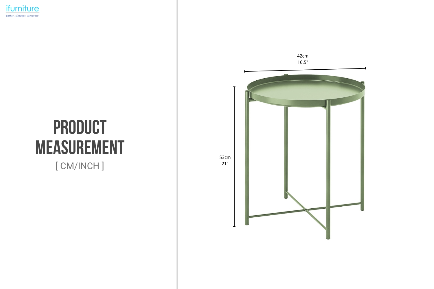 VENCO Removable Round Tray Side Table