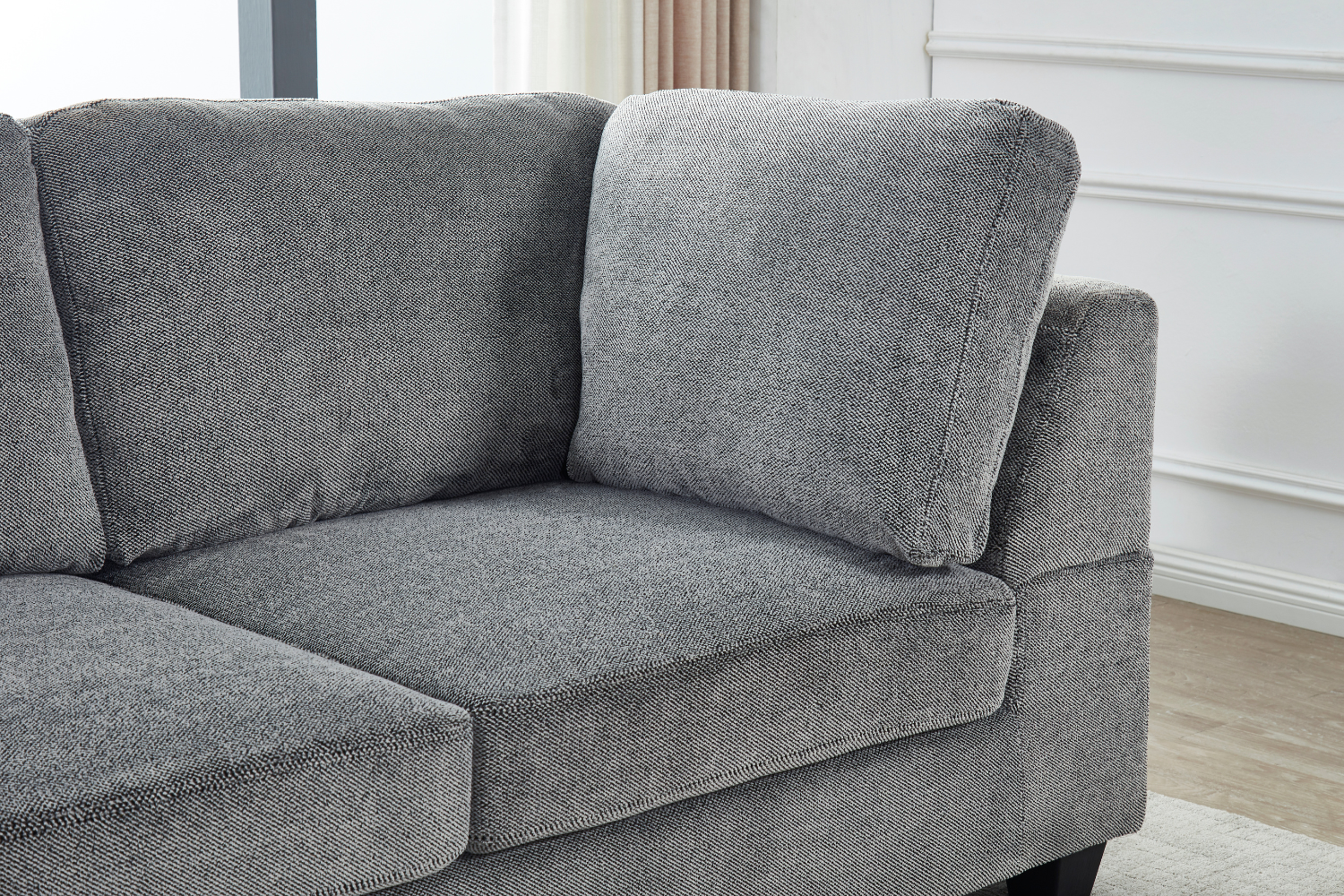 LIBERTY PREMIUM Sectional Sofa with Storage Ottoman (Light Grey)
