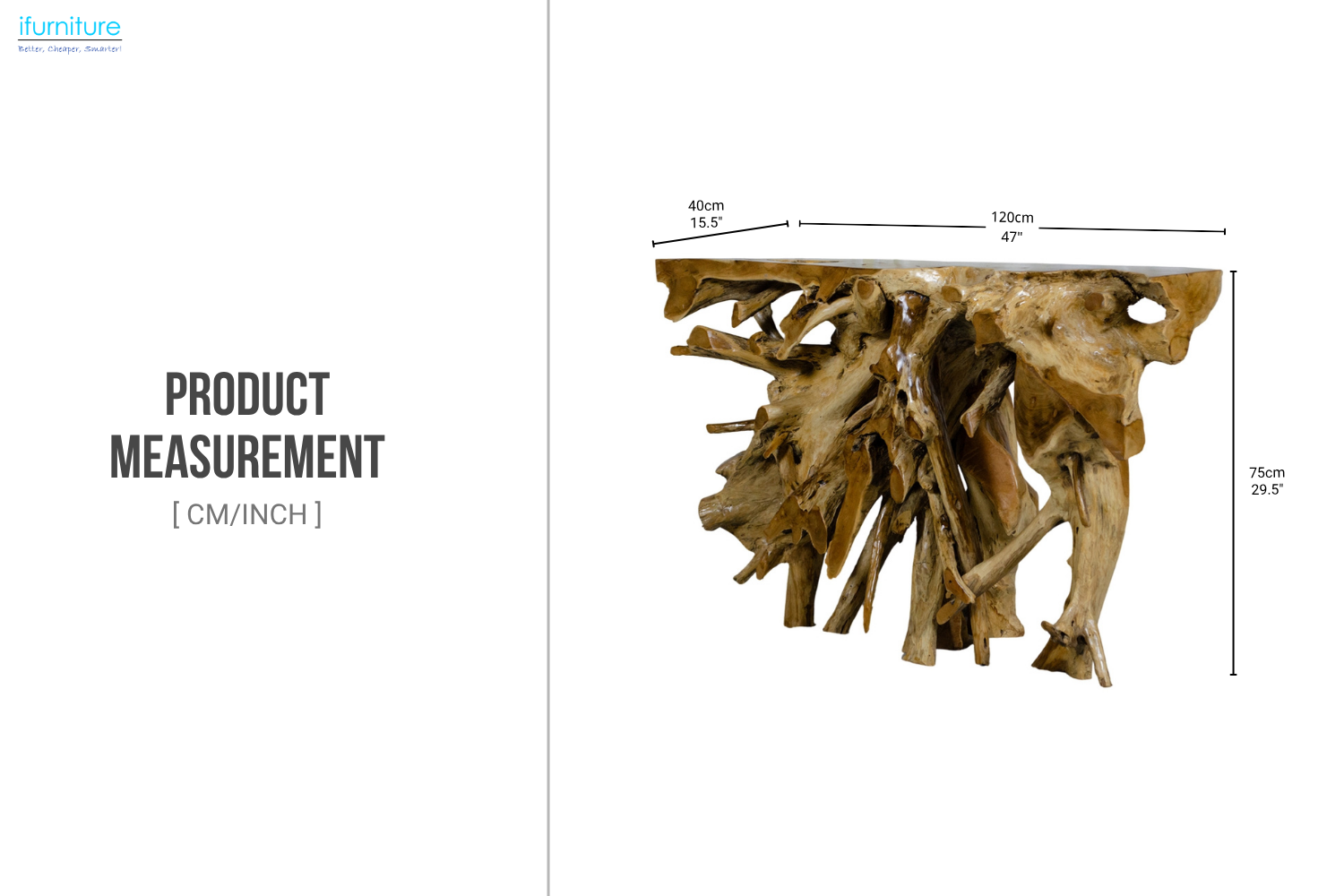 TAKARA 120 Handcrafted Teak Root Console Table