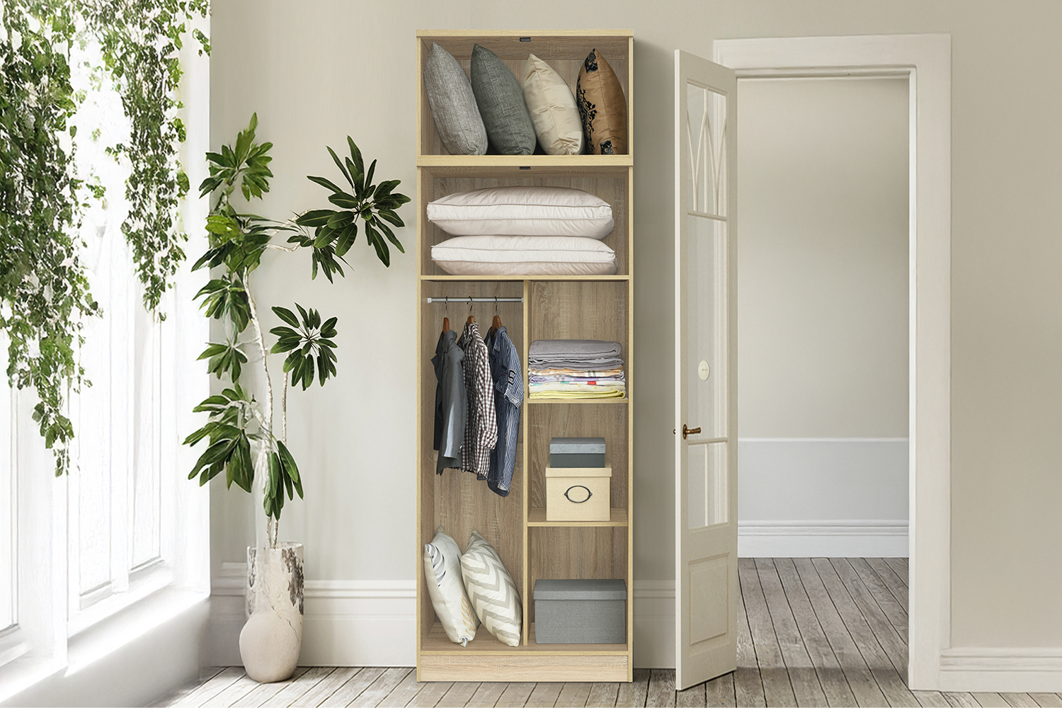 BESTA Wall Solution Modular Wardrobe - 2-Door Wardrobe with Top Unit