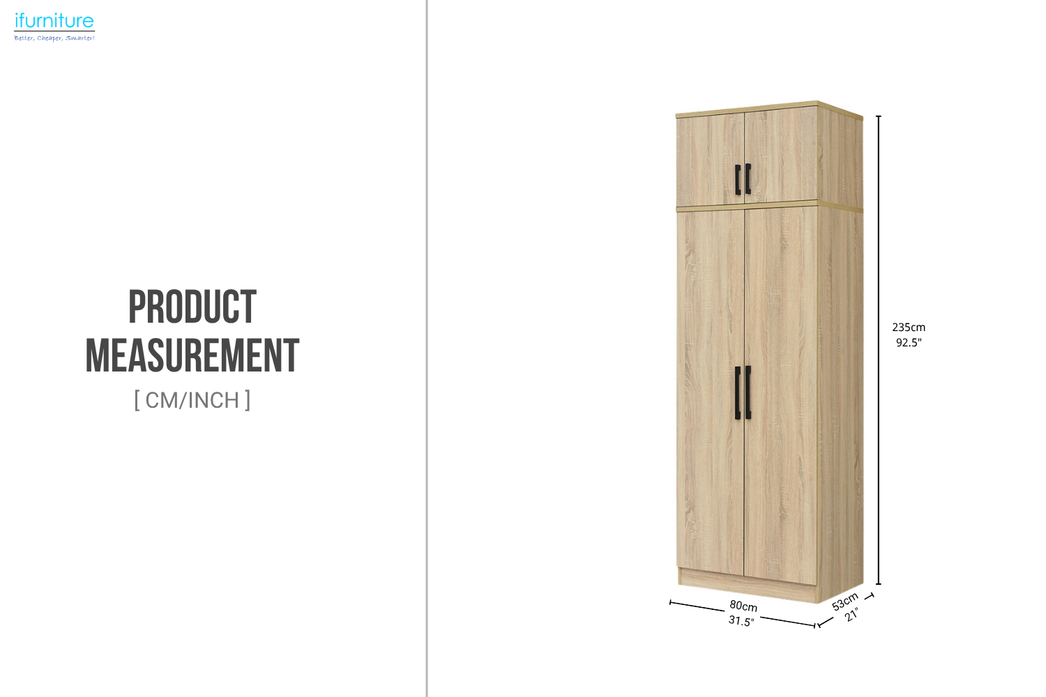 BESTA Wall Solution Modular Wardrobe - 2-Door Wardrobe with Top Unit