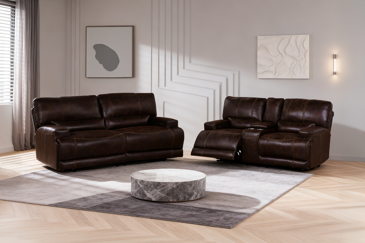 DAWSON Power Reclining Foil-Printed Fabric Sofa Range with Storage ...