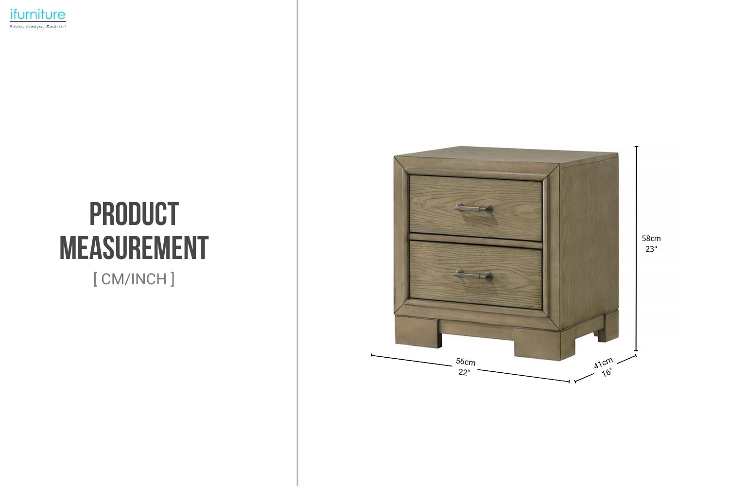 KENORA 2-Drawer Bedside Table