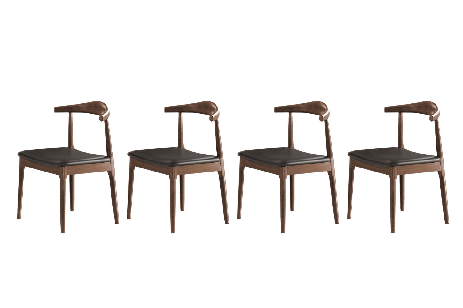 HORN Solid Wood Dining Chair with Black Cushion (Walnut)