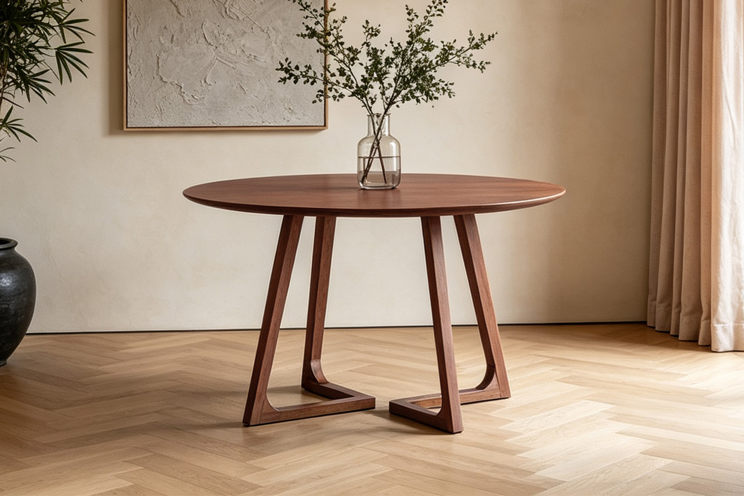 RIKA D100 Round Solid Wood Dining Table
